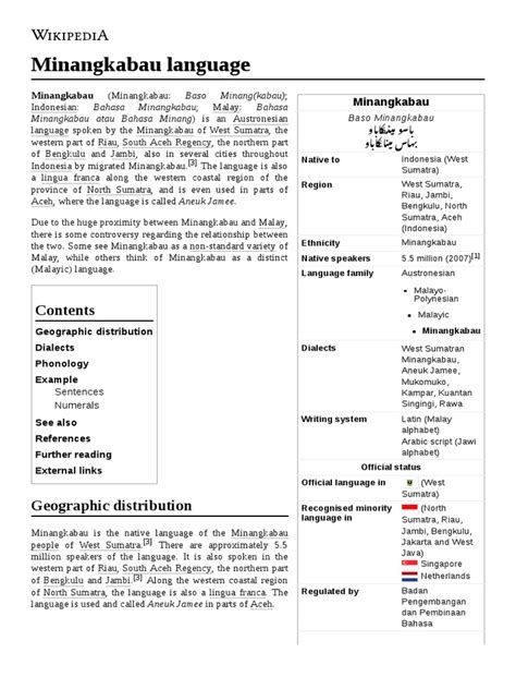 Enwiki Minangkabau Language 20200727 Pdf Pdf Languages Of Southeast Asia Linguistics