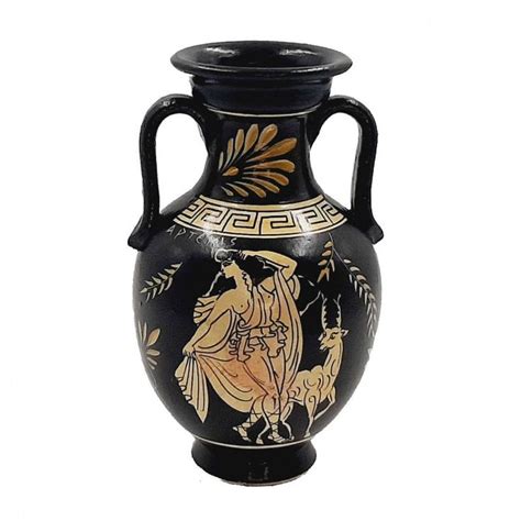 White Figure Pottery Vase 17cm Goddess Artemis And Erato White