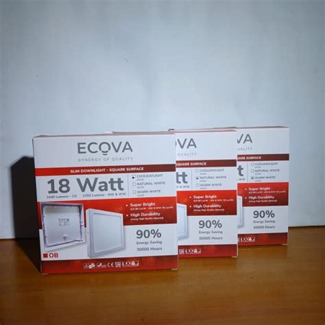 Jual ECOVA Lampu Slim Downlight LED Panel 18W Outbow OB Kotak 18 Watt Shopee Indonesia