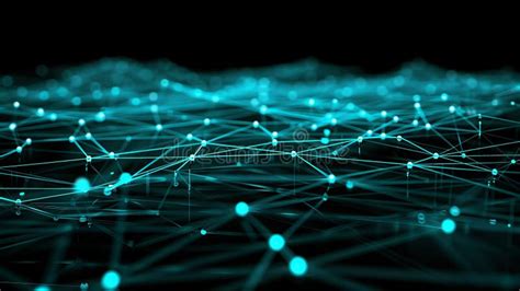 Digital Plexus Network Of Glowing Nodes And Lines On Dark Background Stock Illustration