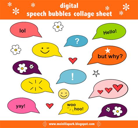 Free Digital Speech Bubble Collage Sheet Speech Bubble Scrapbooking Embellishment