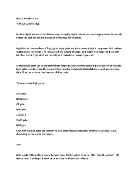 Homework 3 Mod1t3 Pdf Logic Gate Logic