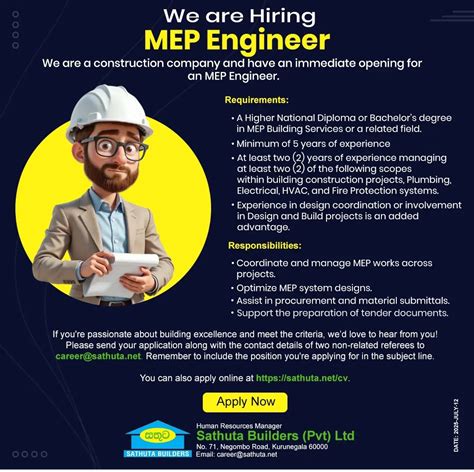 Mep Engineer Jobseekerlk
