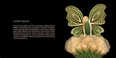 벡터 템플릿 배너 신비와 엘프 테마 꽃엘프 요정 나비 복사 공간 장식을위한 그라데이션블랙 그린 및 골드 색상 0명에 대한 스톡 벡터 아트 및 기타 이미지 Istock