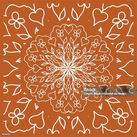 기하학적 꽃 패턴 실크 목도리 인쇄의 디자인 벡터 일러스트입니다 인쇄 두건 숄 카펫에 대 한 깔개에 대한 스톡 벡터 아트 및 기타 이미지 Istock