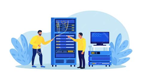 Premium Vector System Administrator Upkeeping Server Adjusting