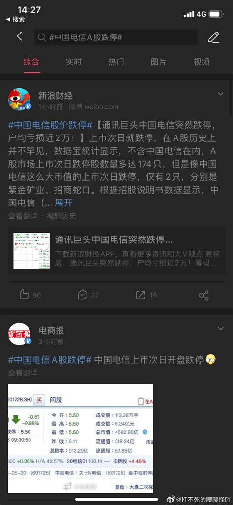 中国电信a股跌停 同志们我们在低位 牢牢抱住它们不要再被外资抢走了不要被空头吓跑了同志们