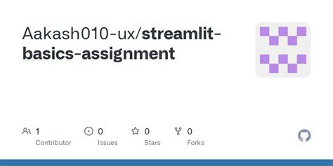 Github Aakash010 Uxstreamlit Basics Assignment · Github