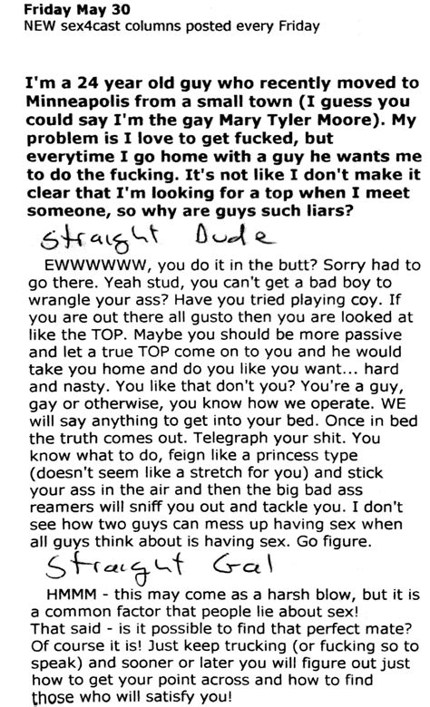 Sex Tycoon Sex Cast Agony Aunt Column Friday May Tops Or Bottoms Timalderman