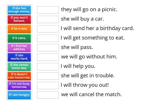 first conditional match the sentence halves połącz w pary