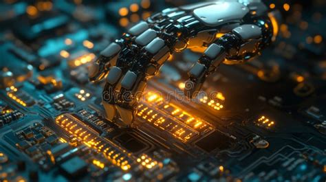 Robotic Hand Interacting With Circuit Board Technology Stock Illustration Illustration Of