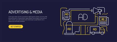 광고 관련 웹 배너 라인 스타일 웹 배너 웹 사이트 헤더 등에 대한 현대적인 디자인 벡터 일러스트레이션 0명에 대한 스톡 벡터 아트 및 기타 이미지 Istock