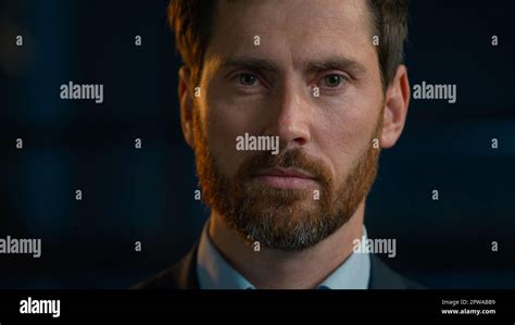 Business Portrait Serious Caucasian Man Adult Male Posing In Evening
