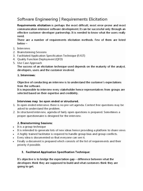 Requirement Elicitation Pdf Use Case Specification Technical