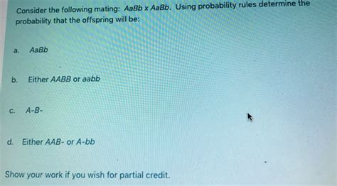 Solved Consider The Following Mating Aabb X Aabb Using