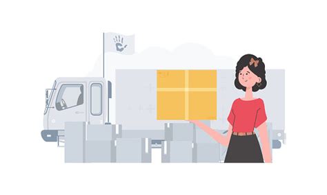 여자는 상자를 들고 있습니다 인도주의적 원조의 주제 트렌디 한 스타일 벡터 군사에 대한 스톡 벡터 아트 및 기타 이미지 군사 기 난민 Istock