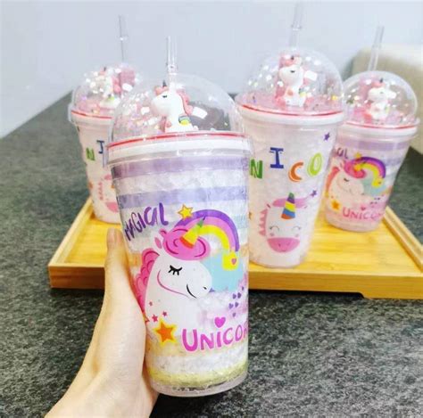 لیوان اسموتی آیس دوجداره طرح تکشاخ فروشگاه آنلاین کیوسک نت