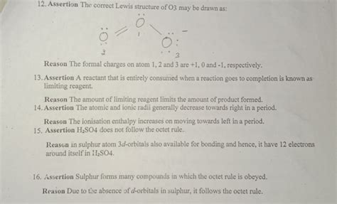 12 Assertion The Correct Lewis Structure Of O 3 May Be Drawn As Reason