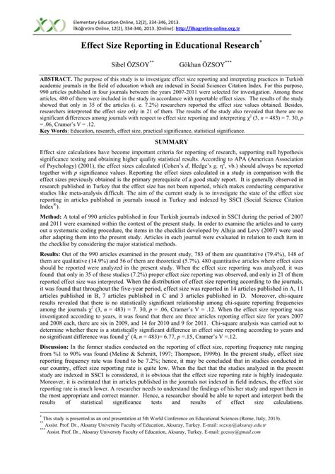 Pdf Effect Size Reporting In Educational Research