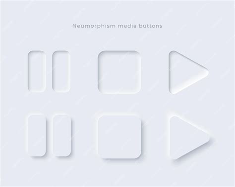뉴모픽 미디어 버튼 세트입니다 Ui에 대한 최소한의 벡터 디자인 요소입니다 프리미엄 벡터