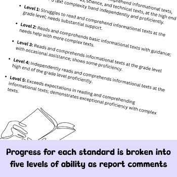 Grade 5 Progress Report Comment Banks For Reading Standards CC Aligned