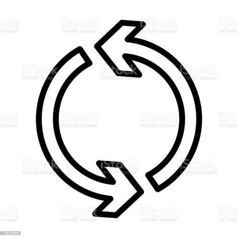 생태 컬렉션에서 화살표 아이콘을 재활용합니다 흰색 배경에서 분리된 얇은 선형 재활용 화살표 화살표 재활용 윤곽 아이콘 라인 벡터 재활용 화살표 기호 웹 및 모바일 기호 0