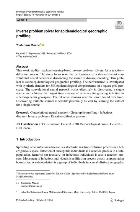 Pdf Inverse Problem Solver For Epidemiological Geographic Profiling