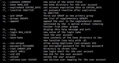 Usermod Command Options