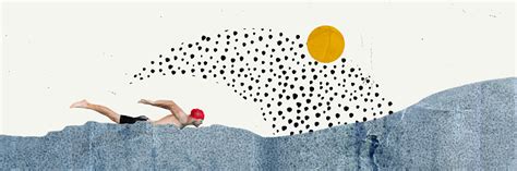 남자 수영 모자와 고글을 쓴 전문 수영 선수가 추상적인 물 속으로 헤엄치고 있다 경쟁 현대 미술 콜라주 1980 1989 년에 대한 스톡 사진 및 기타 이미지 Istock