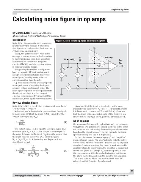 Calculating Noise Figure In Op Amps DocsLib