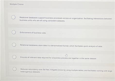 Solved Multiple Choicerelational Databases Support Business