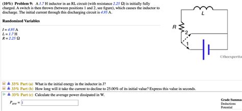 10 Problem 9 A 7 H Inductor In An Rl Circuit With Resistance 225 Q Is