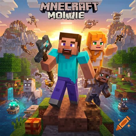 Minecraft Characters Steve Alex And A Creeper In A Blocky Landscape