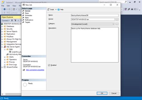 Create A SQL Server Agent Job Using SSMS