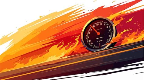 Dynamic Speedometer With Fiery Flame On Black Background Premium Ai