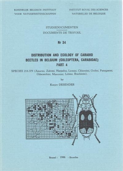 Distribution And Ecology Of Carabid Beetles In Belgium Coleoptera
