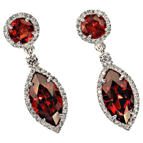 Garnet And Crystal Pendant Earrings At 1stdibs