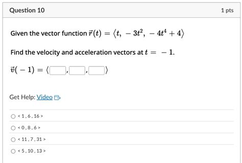 solved question 10given the vector function