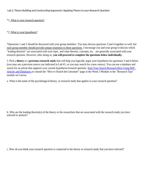 Lab 2 Theory Building And Constructing Arguments Pdf Psychology