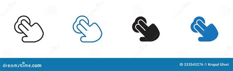 Double Click Icon Icon Vector Set Outline Stock Illustration Illustration Of Cursor Finger