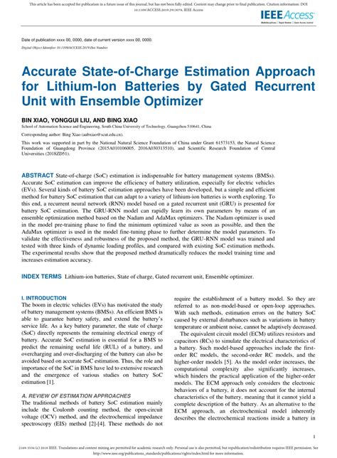Pdf Accurate State Of Charge Estimation Approach For Lithium Ion