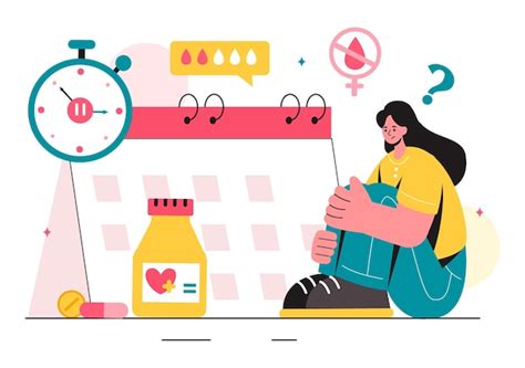 Hrt 또는 호르몬 대체 요법 약칭 터 일러스트레이션 의료 플래트 만화 배경에서 치료와 호르몬 약물 프리미엄 벡터