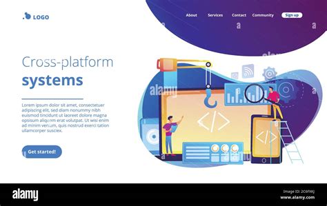 Cross Platform Development Concept Landing Page Stock Vector Image