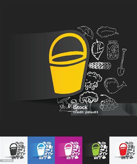 버킷 종이 스티커별 손으로 그린 요소 가득 찬에 대한 스톡 벡터 아트 및 기타 이미지 가득 찬 강철 그리기 Istock