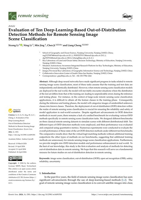 Pdf Evaluation Of Ten Deep Learning Based Out Of Distribution Detection Methods For Remote