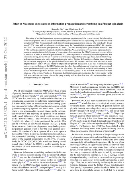 Pdf Effect Of Majorana Edge States On Information Propagation And Scrambling In A Floquet Spin