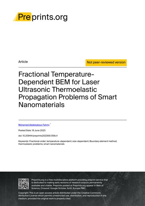 Pdf Fractional Temperature Dependent Bem For Laser Ultrasonic
