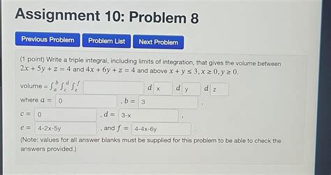 solved assignment 10 problem 8 1 point write a triple