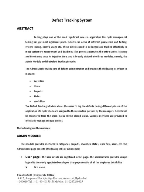 Defect Tracking System Abstract Pdf Software Testing Software Bug