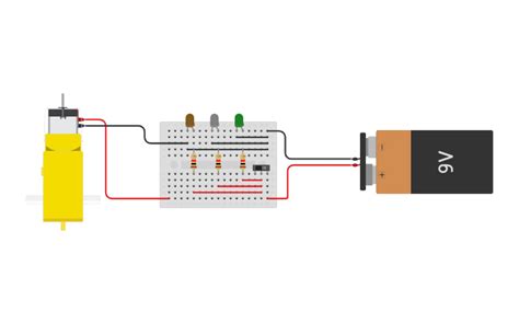 Circuit Design Encender 3 Diodos Led Y 1 Motor Con Interruptor Tinkercad